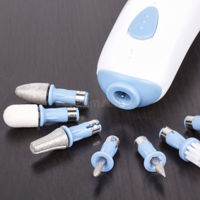 Pedicure and Manicure Machine on Black Table Stock Image - Image of ...