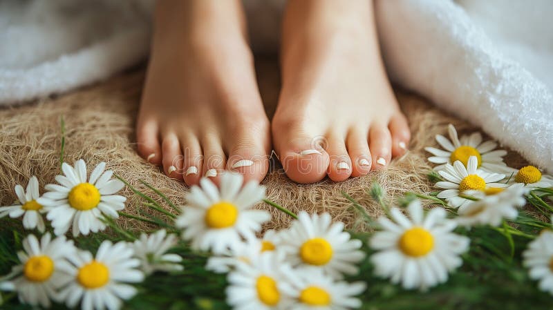 Pedicure Spa Female Feet in Spa with Flowers Stock Image - Image of ...
