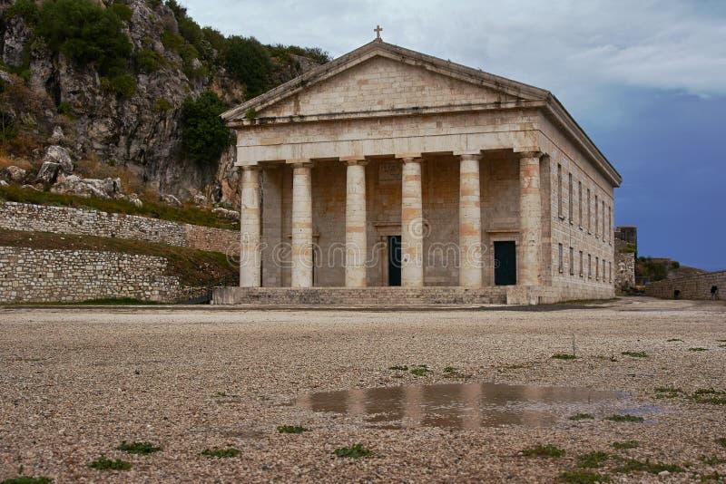 Pediment and Columns of the Church Stock Photo - Image of religion ...