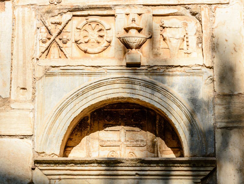 The Pediment of a Medieval Church Stock Photo - Image of architecture ...