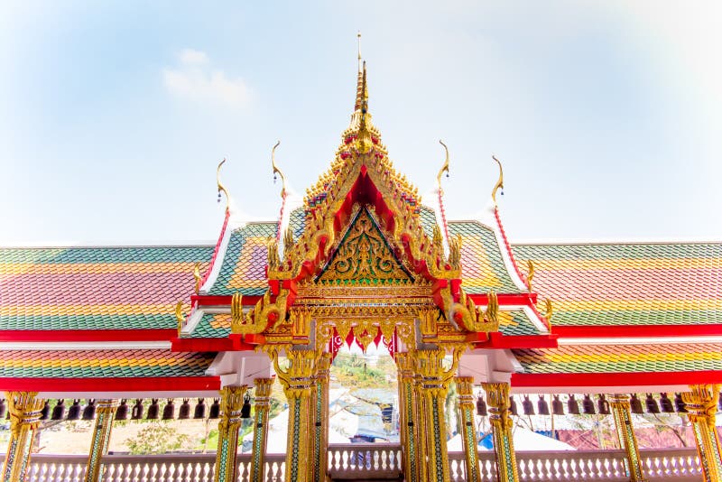 The Pediment of the Temple, Thailand. Stock Image - Image of chapel ...