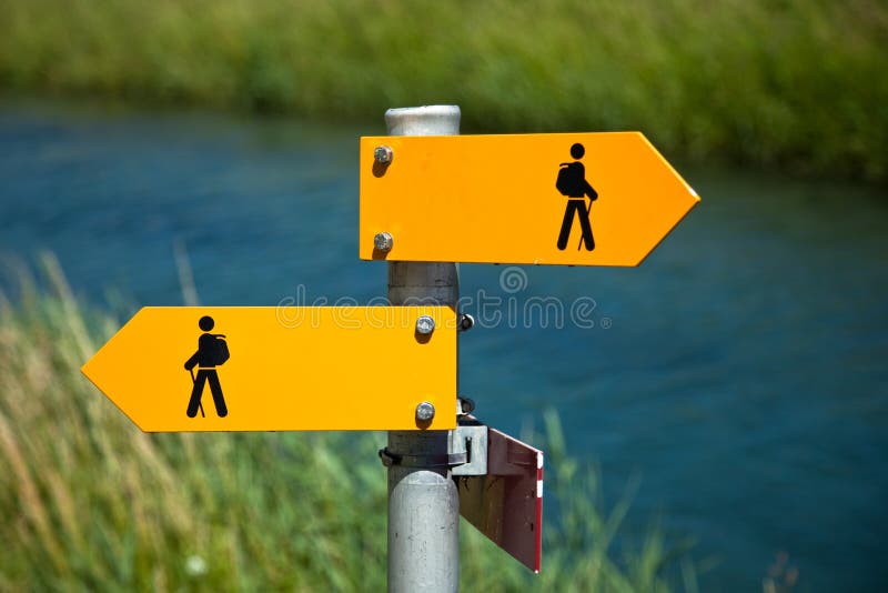 Pedstrian Sign stock photo. Image of grass, stream, hiking - 14614198
