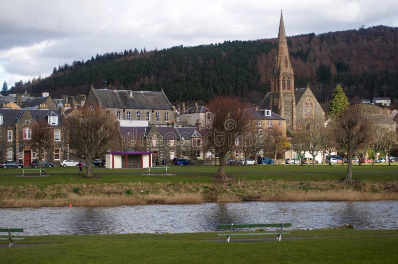 Peebles from Across the Tweed Stock Photo - Image of view, communtiy ...
