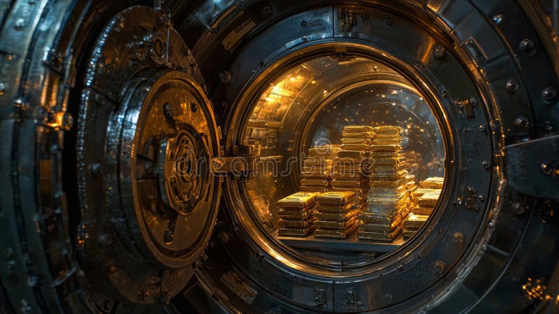 Vault of Gold, a Glimpse into Secure Storage Stock Illustration ...