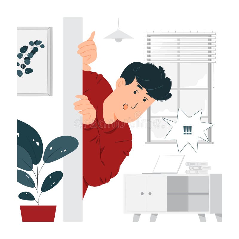 Man Peeking Behind Wall Stock Illustrations – 282 Man Peeking Behind ...