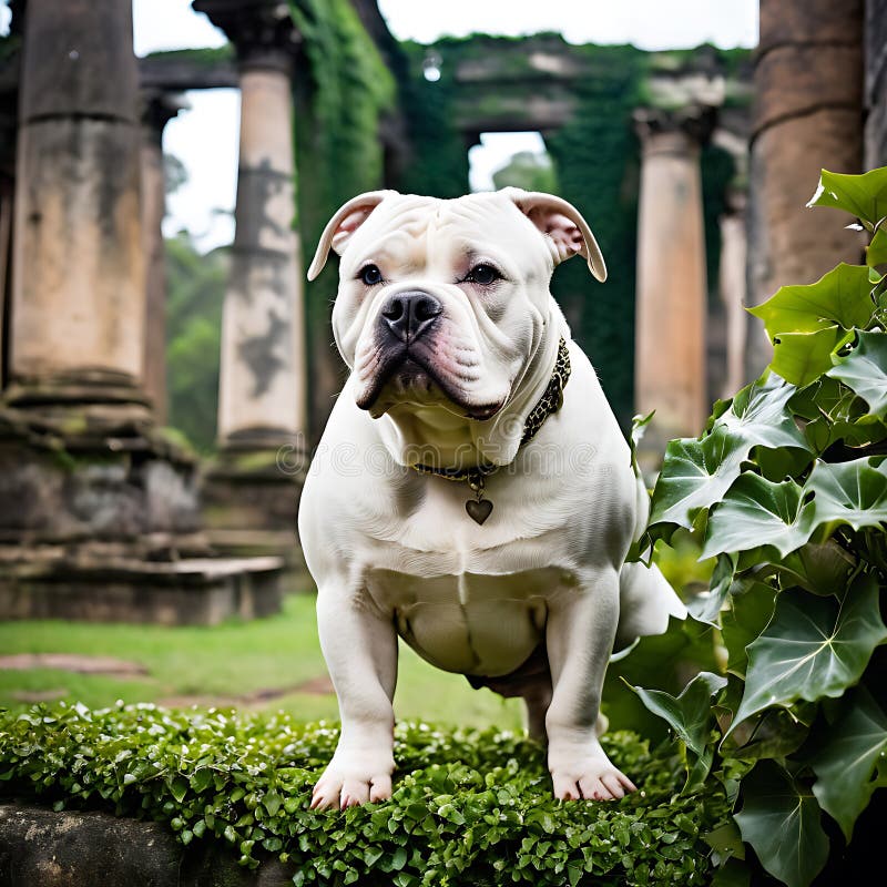 A Cool American Bully Peeking Out from Behind an Old Abandoned Places ...