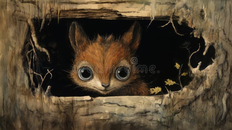 Peeking Squirrel - Comic Animal - Funny Animal - Wildlife Stencil ...