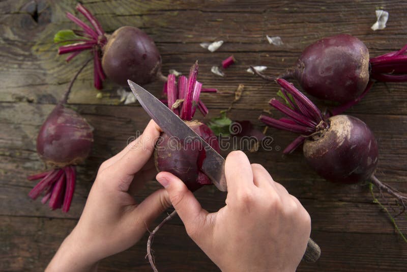 Peel the beetroot stock photo. Image of harvest, knife - 72805040