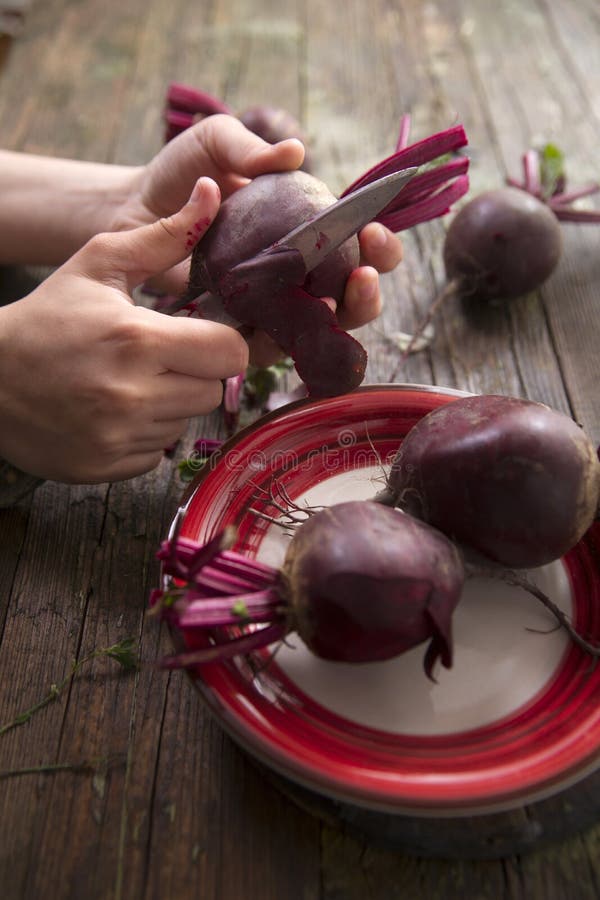 Peel the beetroot stock photo. Image of harvest, knife - 72805040