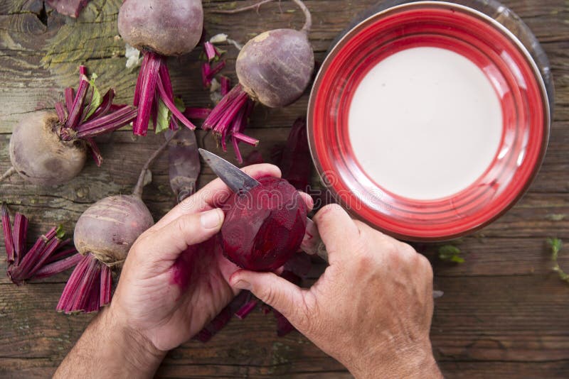 Peel the beetroot stock photo. Image of harvest, knife - 72805040