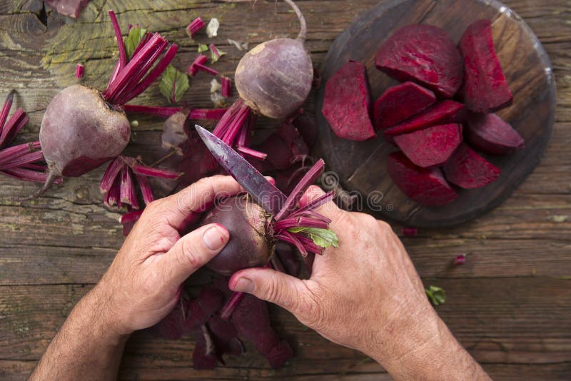 Peel the beetroot stock photo. Image of harvest, knife - 72805040
