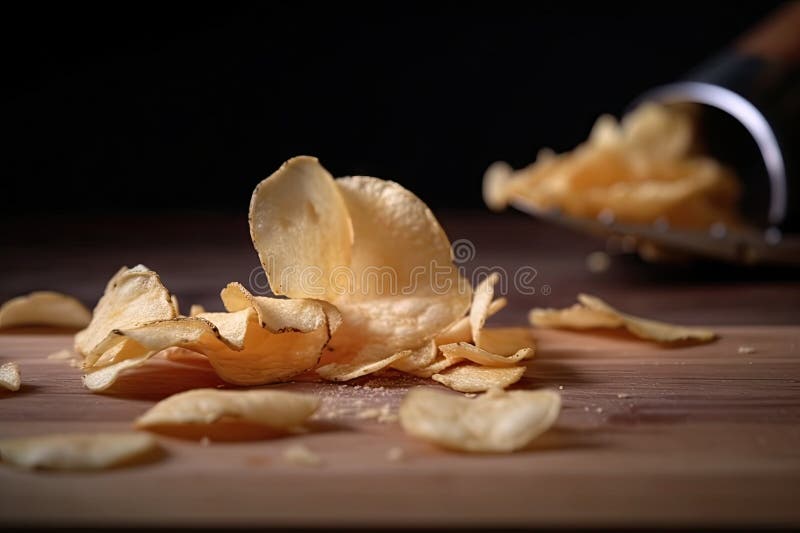 Peel of Crunchy Slice of Potato Chips Stock Illustration - Illustration ...