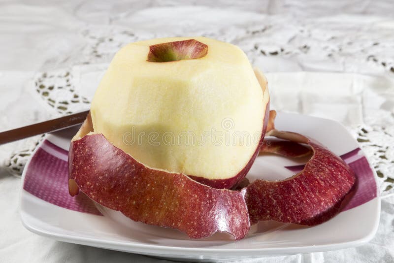 Peeled apple stock image. Image of fresh, plate, peeled - 49561465