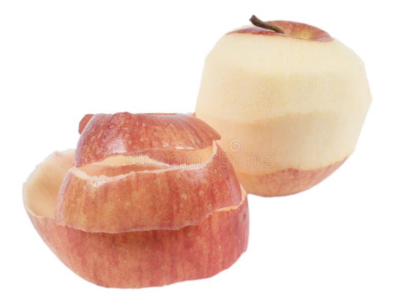 Peeled Apple On White Background Stock Image - Image of single ...