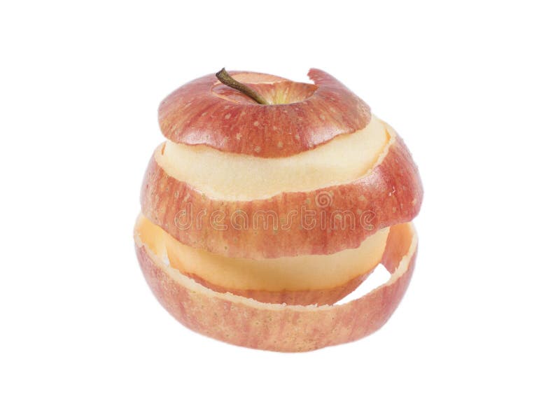Peeled Apple on White Background Stock Photo - Image of fruit, organic ...