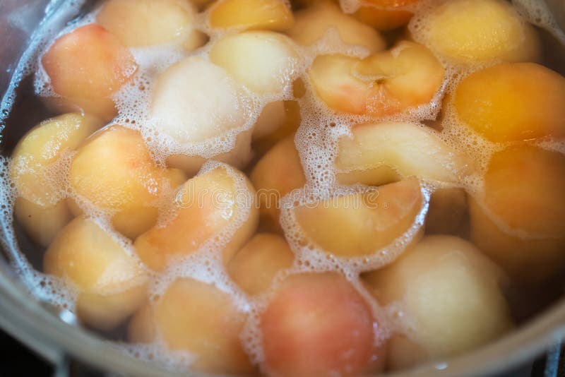 Peeled Boiled Apples in a Sugar Syrup Stock Image - Image of peeled ...