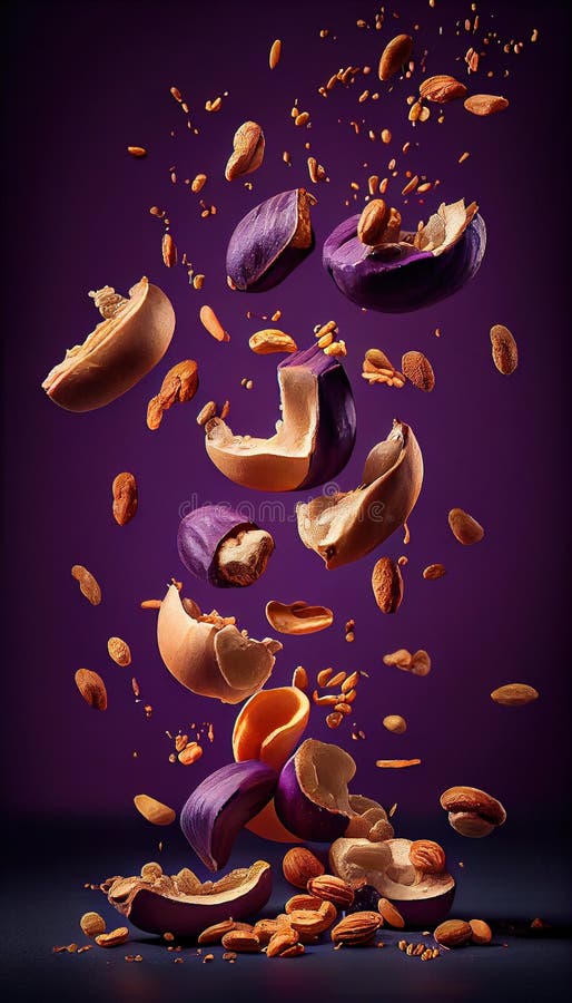 Peeled Cashew Nuts Creatively Falling-Dripping Flying or Splashing on ...
