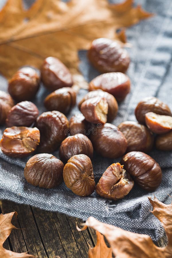 Peeled Chestnuts. Sweet Roasted Chestnuts on Cutting Board Stock Image ...