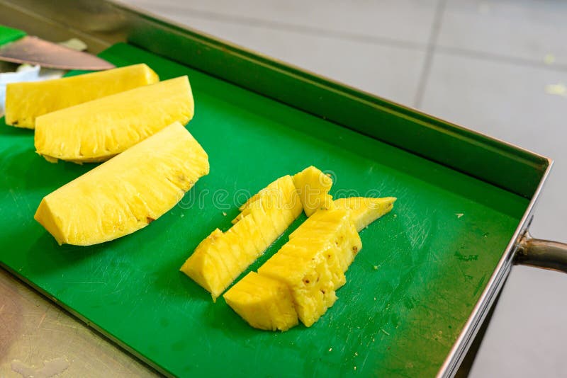 Peeled and Cut Pineapple Chunks Prepared for Cooking. Stock Photo - Image of medium, eating ...
