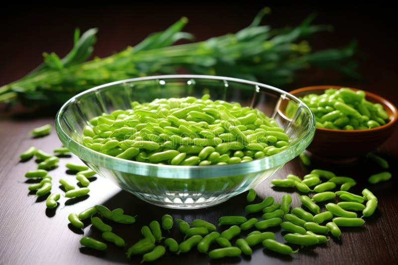Peeled Edamame Beans Scattered on Glass Dish Stock Photo - Image of ...