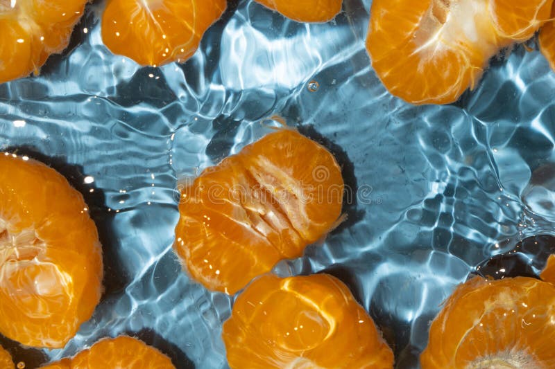 Peeled Fresh Mandarin Halves Water Splash Top View Stock Photos - Free ...