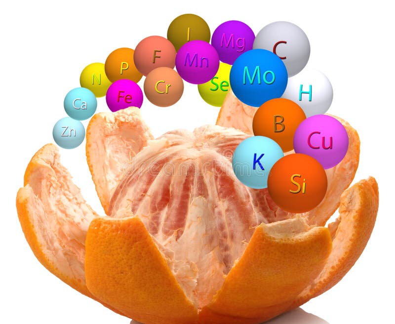 Peeled Grapefruit and Stylized Microelements in the Form of Balls Stock ...