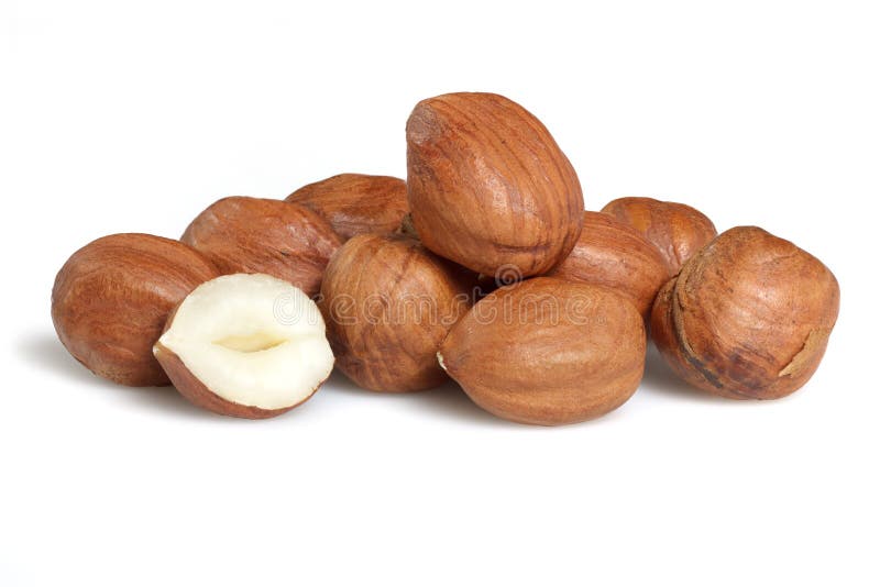 Peeled Hazelnut Groups Isolated on White Background. Plain Nuts with ...