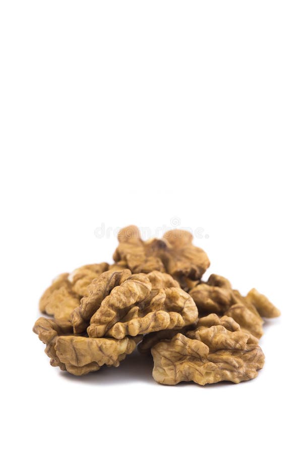 Peeled Kernels Walnut on White Background Stock Image - Image of food ...