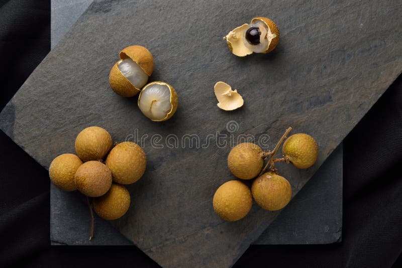 Fresh Longan Fruit on the Dark Background Stock Photo - Image of pure ...