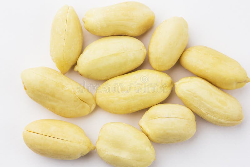 Peeled Peanuts Isolated on White Background, Close-up Stock Image ...