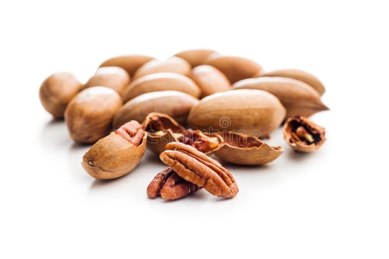 Peeled Pecan Nuts Isolated on White Background Stock Photo - Image of ...