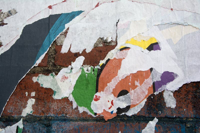 Peeled Posters on a Wall Background Texture Stock Image - Image of ...