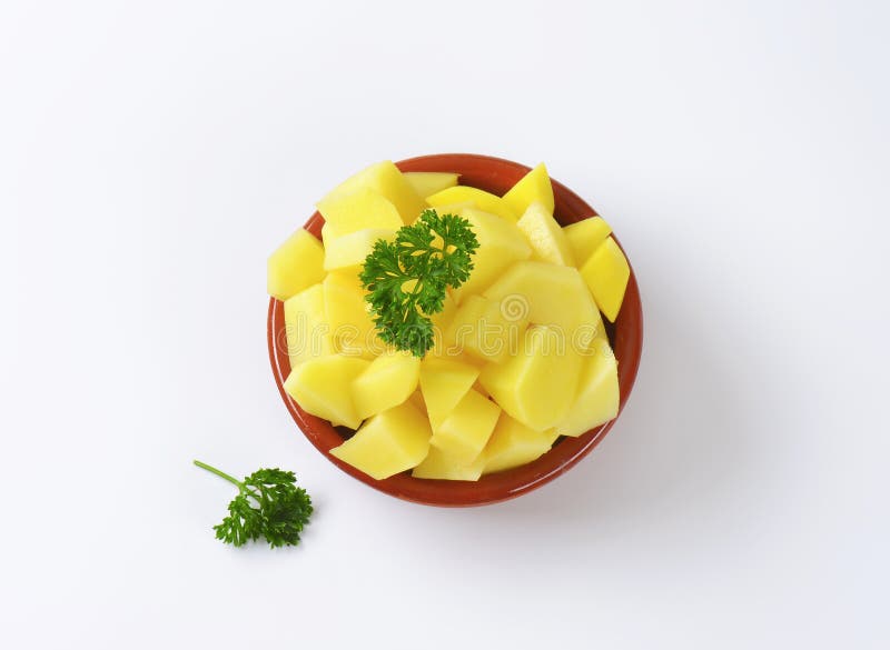 Peeled Potatoes Cut in Pieces Stock Image - Image of peeled, potatoes ...