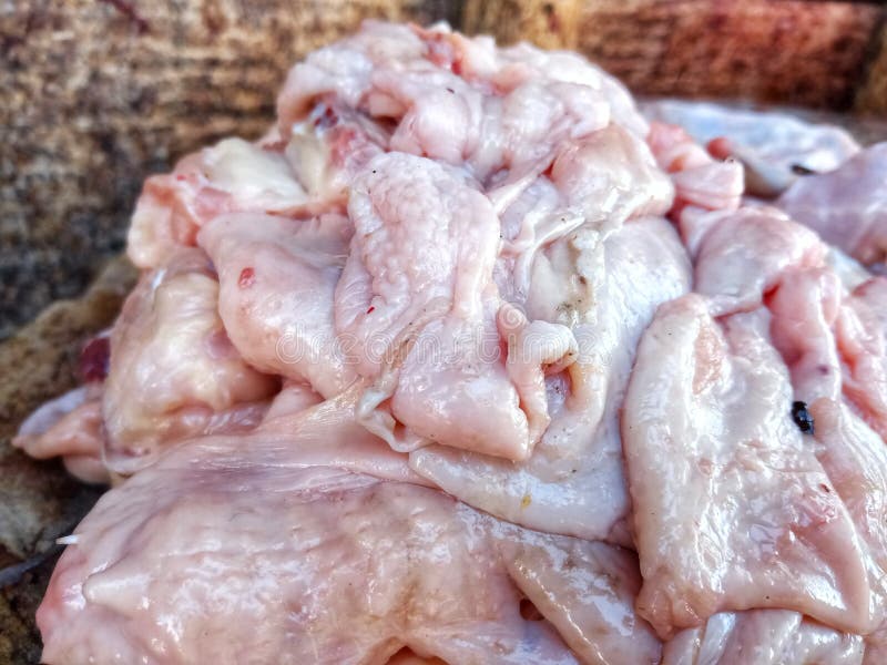 Peeled raw chicken skin stock photo. Image of meat, cooking - 216763524