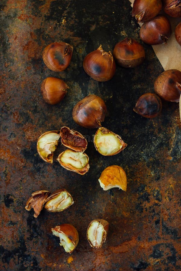 Peeled roasted chestnuts stock photo. Image of organic - 99694806