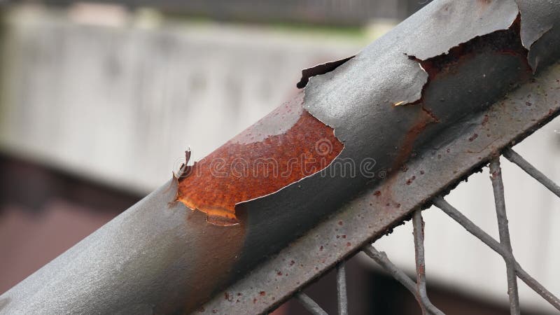 Peeled Rust of Corroded Iron Staircase Handrail with Cracked Metal ...