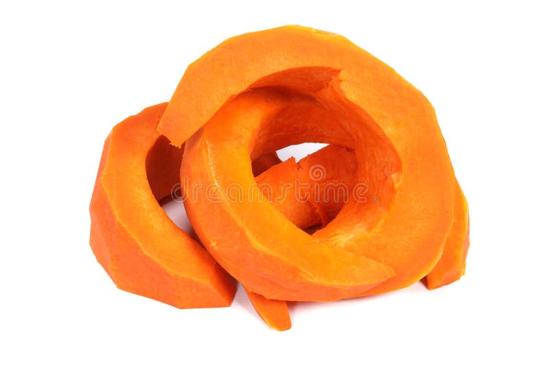 Peeled Slices of Raw Pumpkin Isolated on White Stock Photo - Image of ...