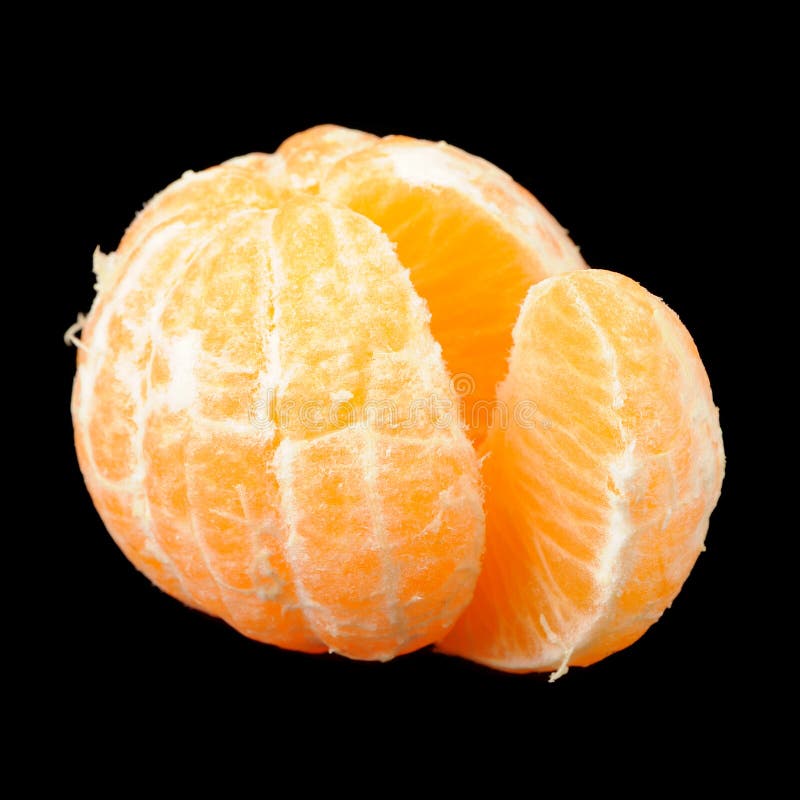 Peeled Tangerine on Black Background Stock Photo - Image of nutrition ...
