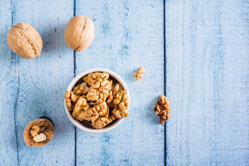 Peeled Walnuts in a Bowl on the Table. Organic Food Stock Image - Image ...
