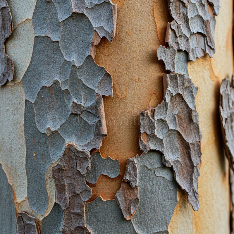 Peeling Bark on a Tree Trunk, Revealing Layers of Light and Dark Brown ...