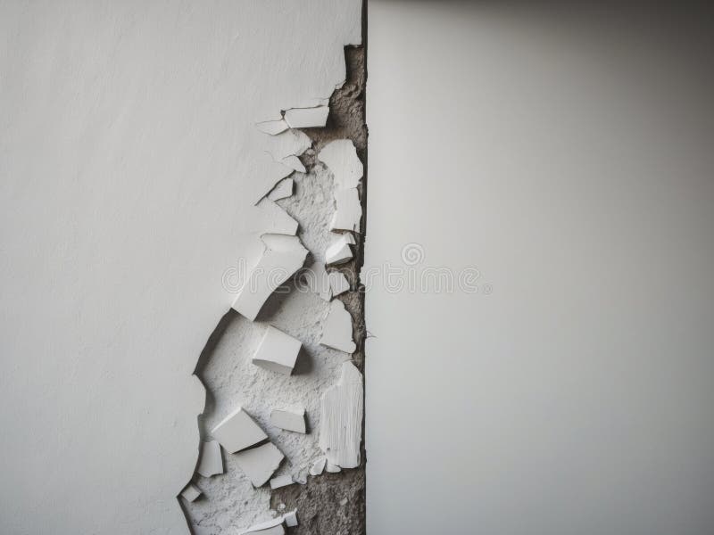Peeling and Chipped Plaster Disrupts the Smoothness of a White Wall ...