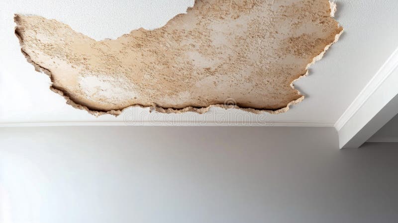 Peeling and Damaged Ceiling with Exposed Plaster Stock Illustration ...