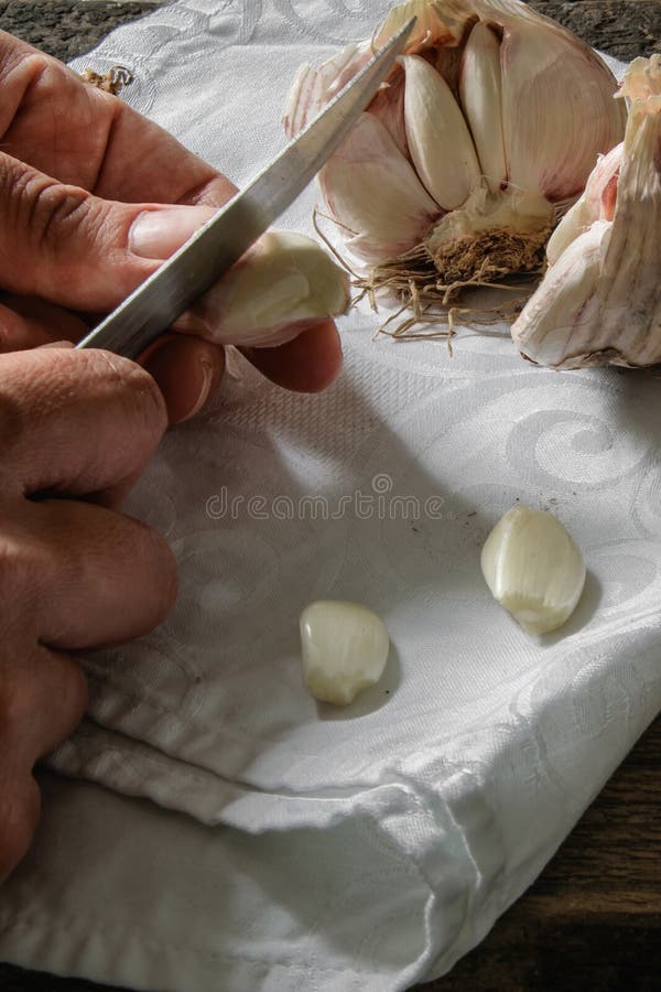 Peeling the garlic stock image. Image of cleaning, object - 105629297