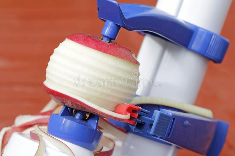 The Peeling Machine Works on the Apple Stock Image - Image of housework ...