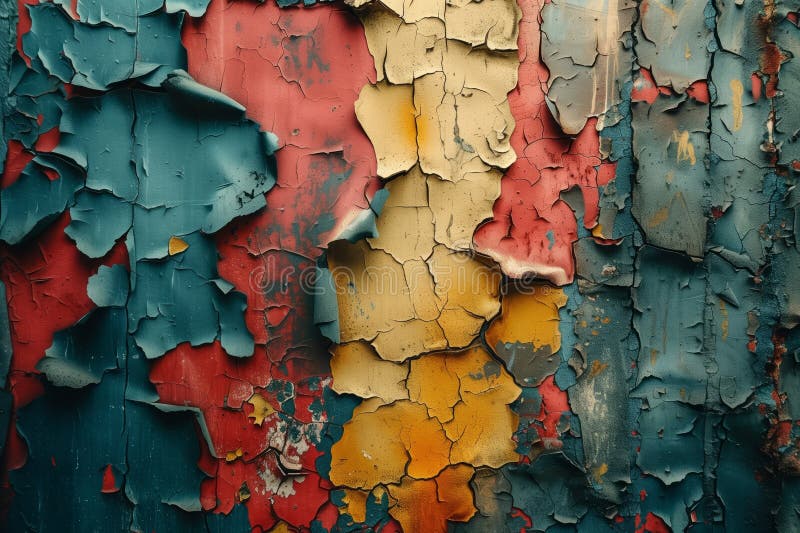 Peeling Multicolored Paint on a Wall Stock Image - Image of wall, aged ...
