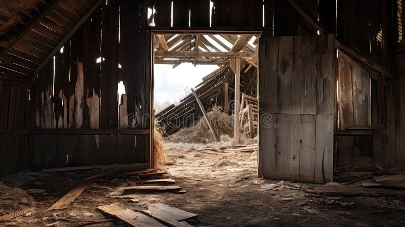 Peeling old barn interior stock illustration. Illustration of barn ...