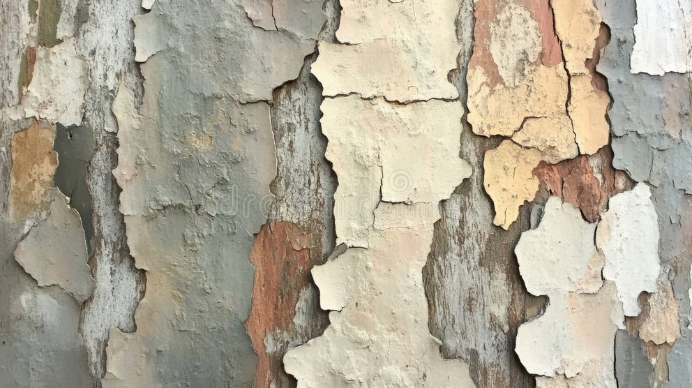 Peeling Paint Reveals Tree Bark Texture Variations Stock Illustration ...