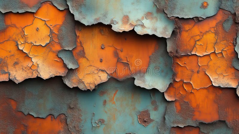 Peeling Paint on Rusty Metal Surface, Colorful Abstract Texture. Visual ...