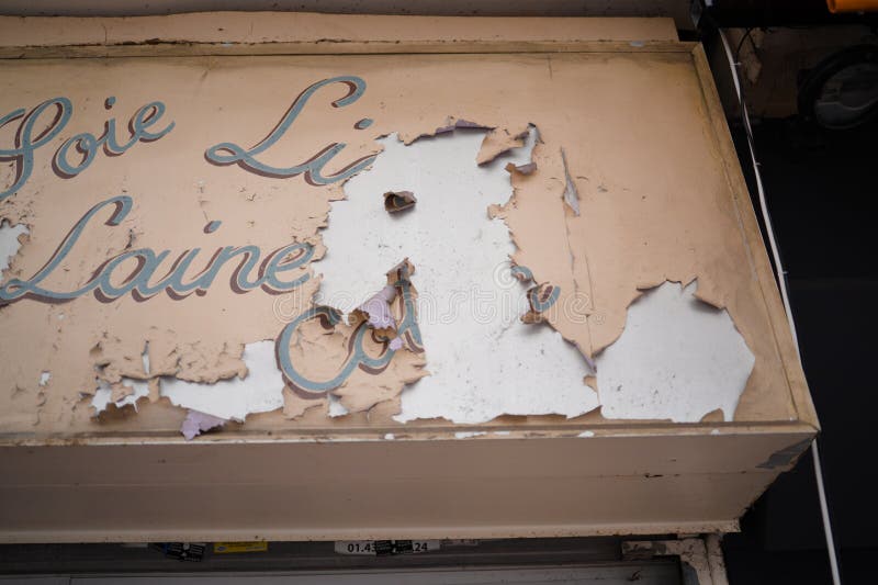 Peeling Paint Sign Texture on a Shop Stock Image - Image of flake ...