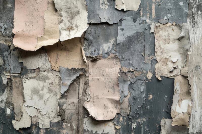 Peeling Paint and Torn Posters on a Weathered Wall Stock Image - Image ...